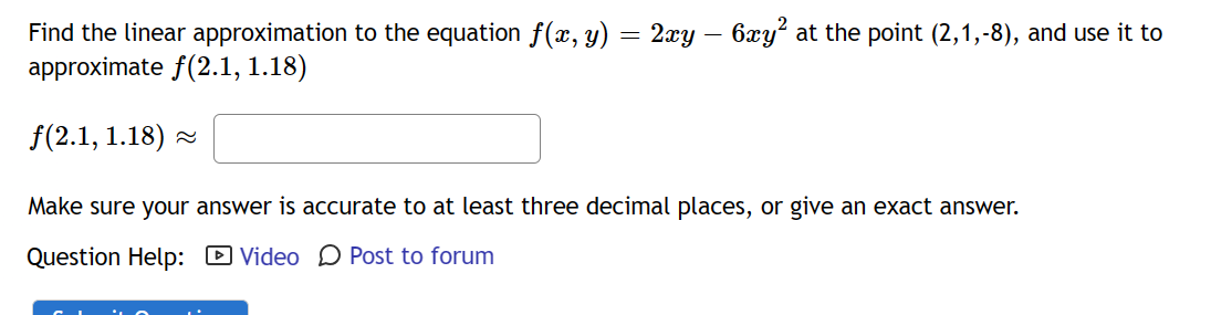 Solved Find the linear approximation to the equation | Chegg.com