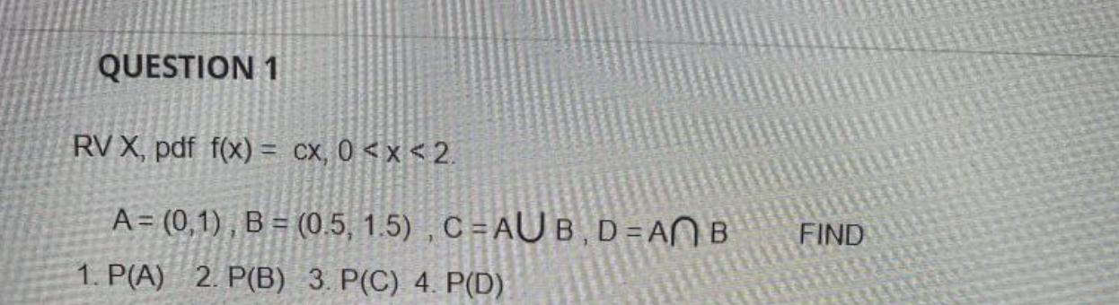 Solved RVx,pdff(x)=cx,0 | Chegg.com