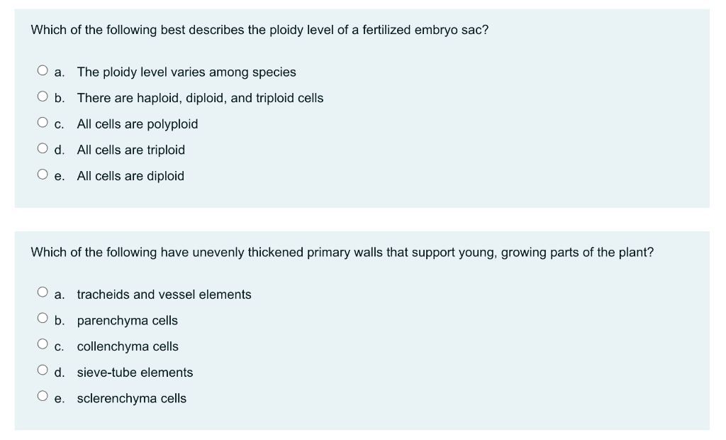 Solved Which of the following best describes the ploidy | Chegg.com