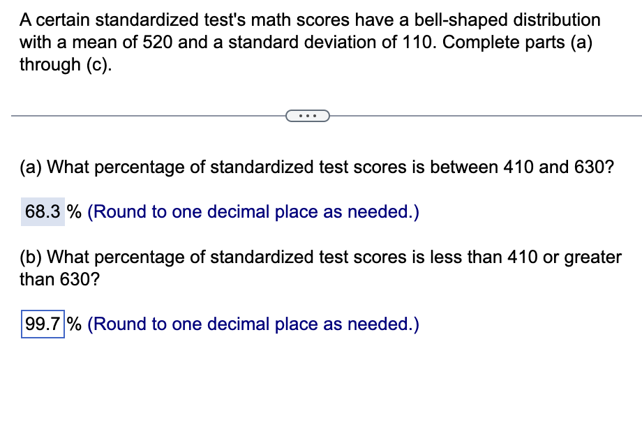 Solved A certain standardized test's math scores have a | Chegg.com