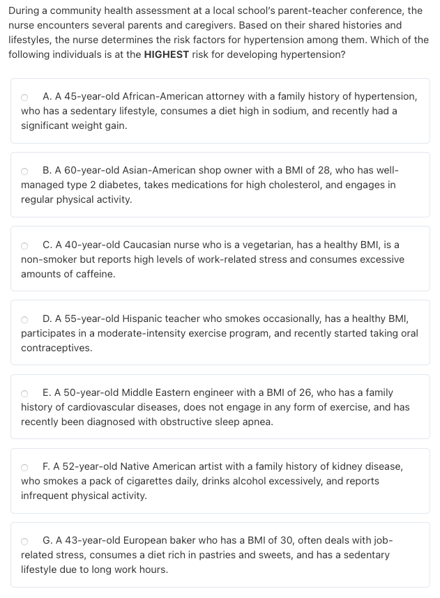Solved During a community health assessment at a local | Chegg.com