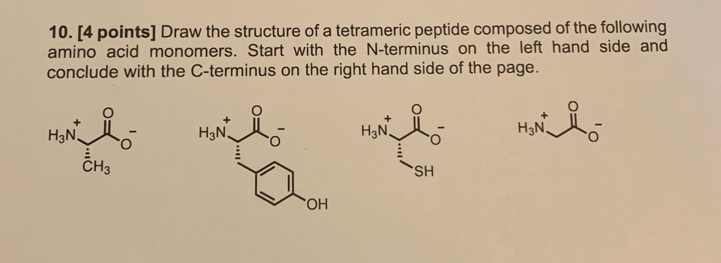Solved 10. [4 points] Draw the structure of a tetrameric | Chegg.com