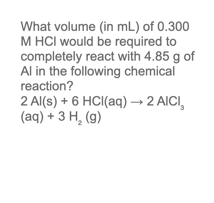 Solved What volume (in mL ) of 0.300 MHCl would be required | Chegg.com