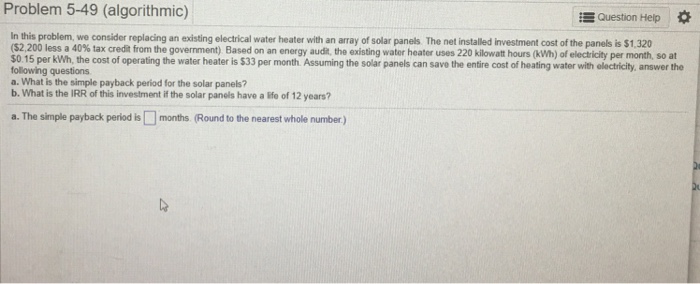 Solved Problem 5-49 (algorithmic) Question Hep * In this | Chegg.com