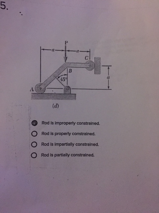 Solved Rod is improperly constrained. Rod is properly | Chegg.com