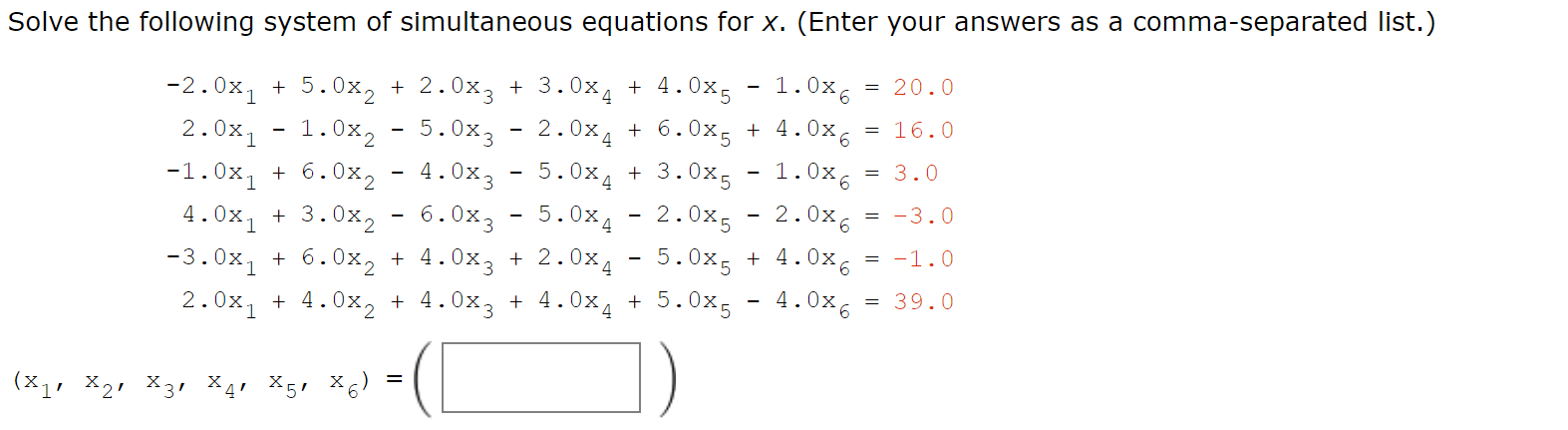 Solved Solve the following system of simultaneous equations | Chegg.com