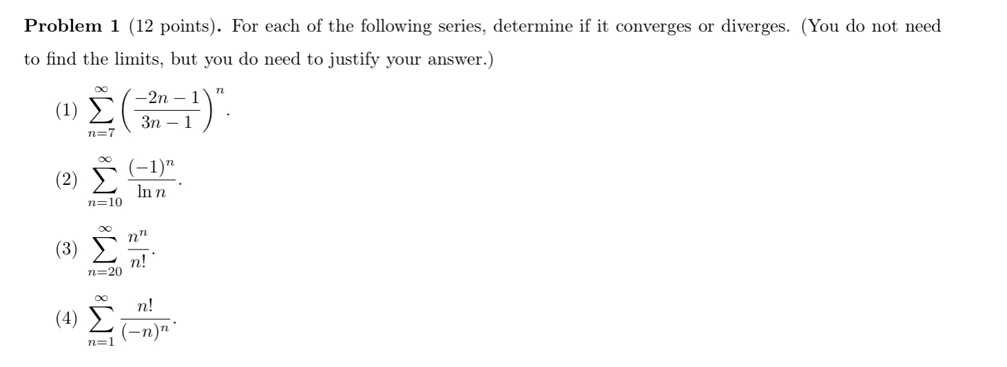 Solved Problem 1 (12 points). For each of the following | Chegg.com