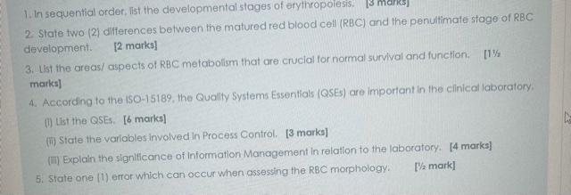 Solved 1. In sequential order, list the developmental stages | Chegg.com