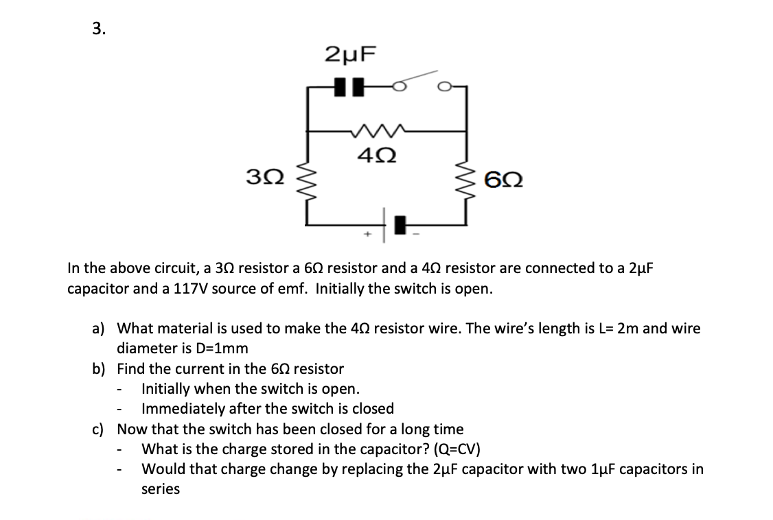 Solved 3. 2uF 402 3Ω 3 602 In the above circuit, a 39 | Chegg.com