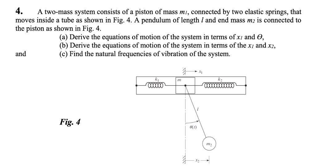A two -mass system consists of a piston of mass m 1 , | Chegg.com