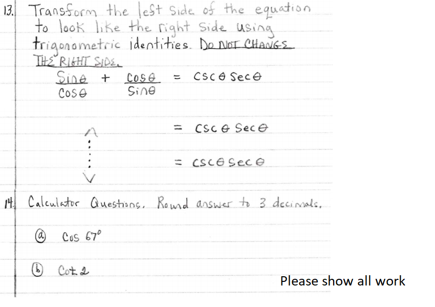 Solved 13. Transform the left side of the equation to look | Chegg.com