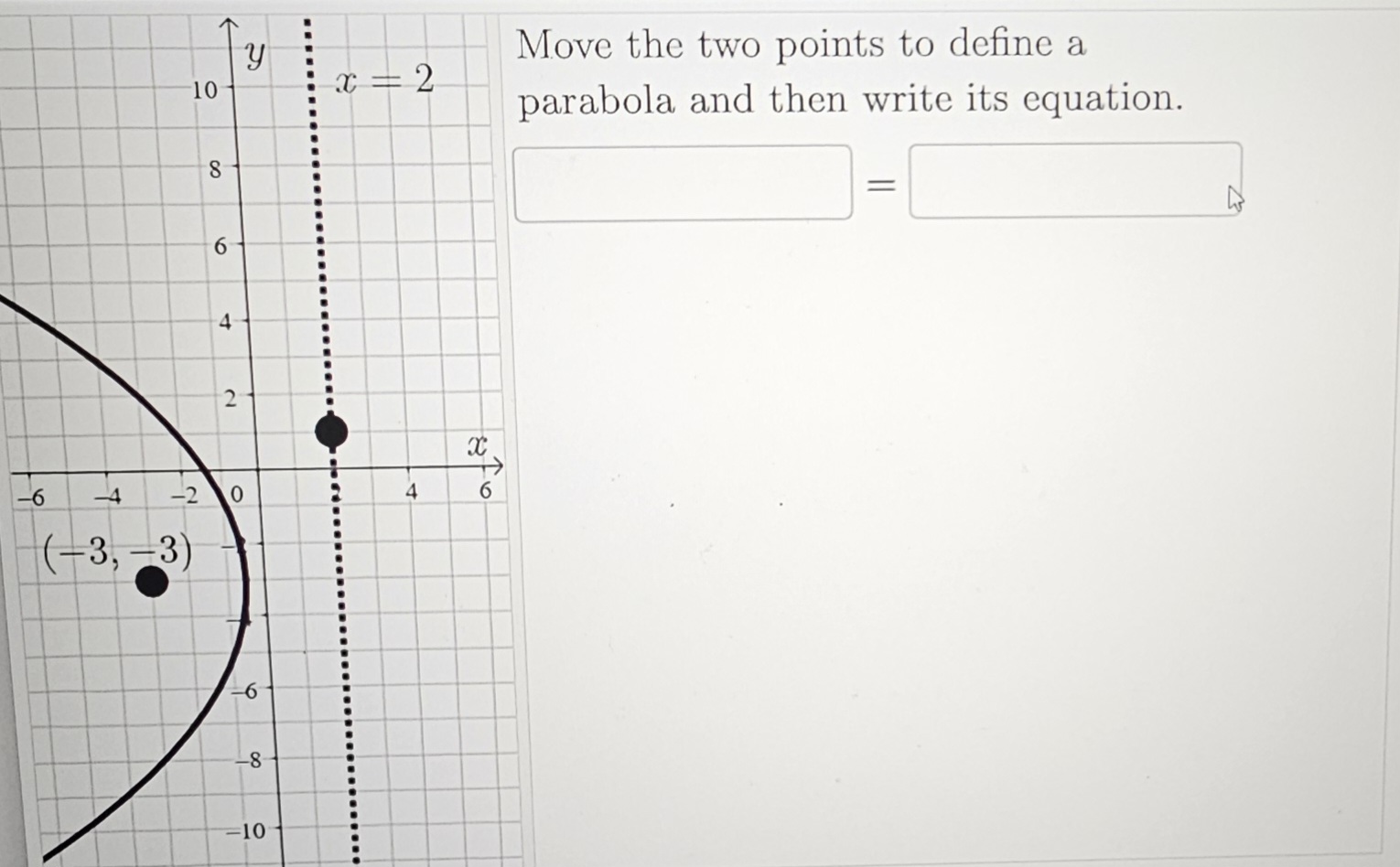 Solved Move the two points to define a parabola and then | Chegg.com