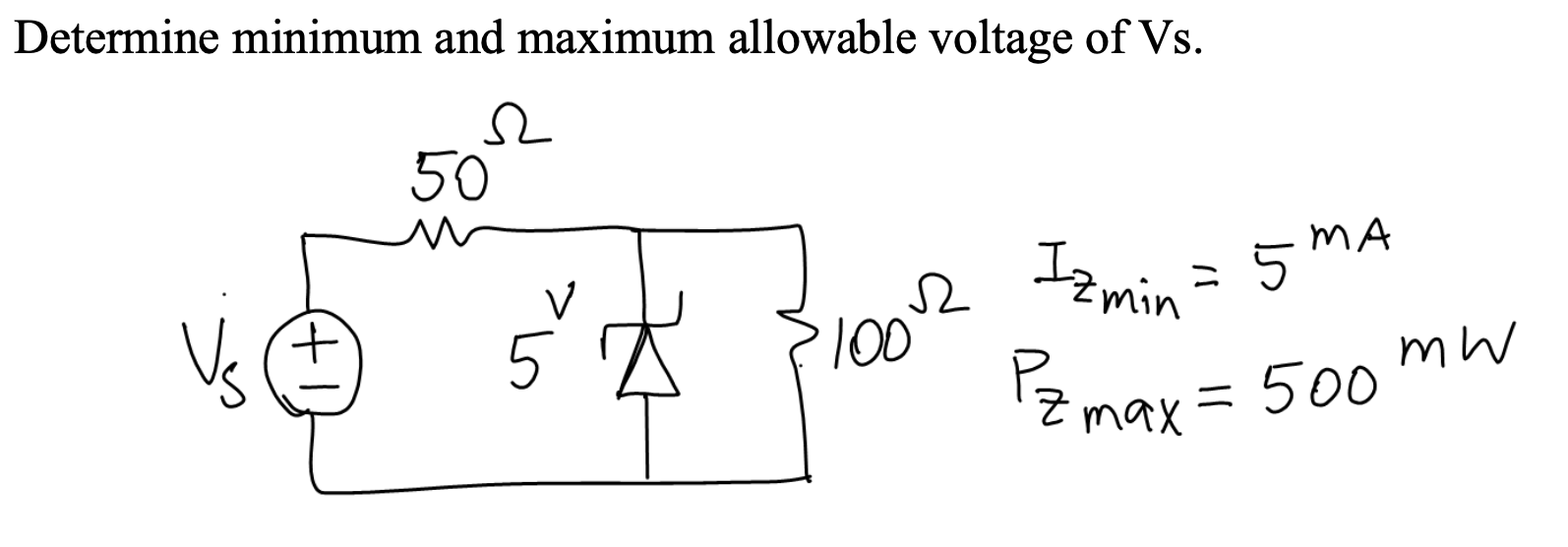 Solved Determine minimum and maximum allowable voltage | Chegg.com