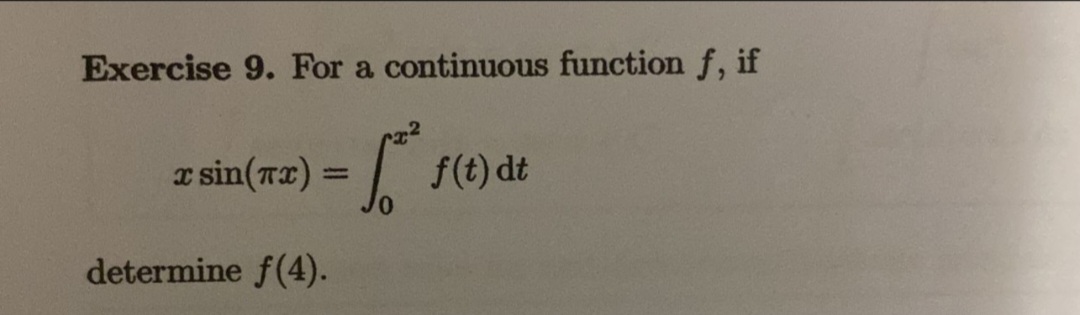 Solved Exercise 9. For a continuous function f, if | Chegg.com
