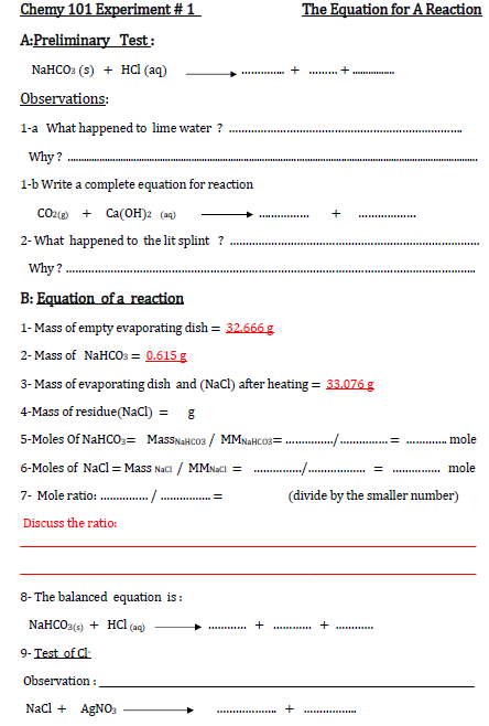 Solved The Equation for A Reaction + H. + Chemy 101 | Chegg.com