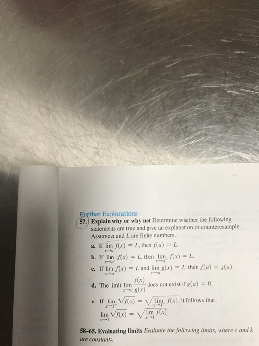 Solved Further Explorations 57. Explain why or why not | Chegg.com