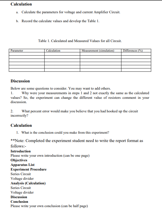 Assignment - Amplifier Design Write report format | Chegg.com