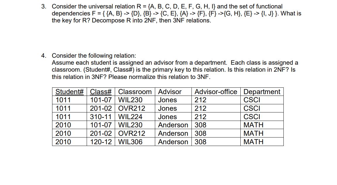 Solved Consider the universal relation R={A,B,C,D,E,F,G,H,I} | Chegg.com