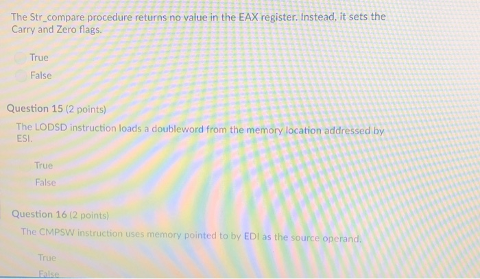 Solved The Str_compare procedure returns no value in the EAX | Chegg.com