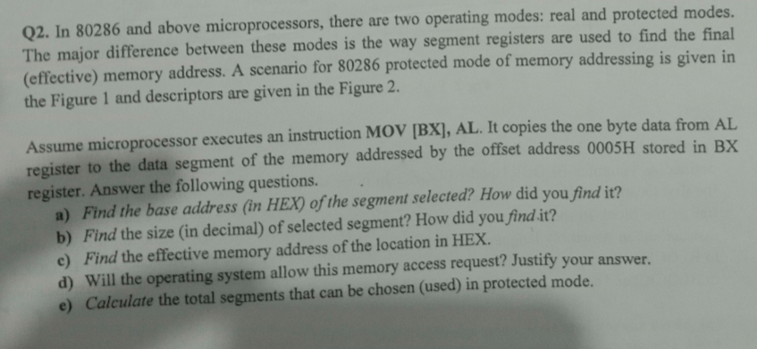 Solved Q2. In 80286 and above microprocessors, there are two | Chegg.com