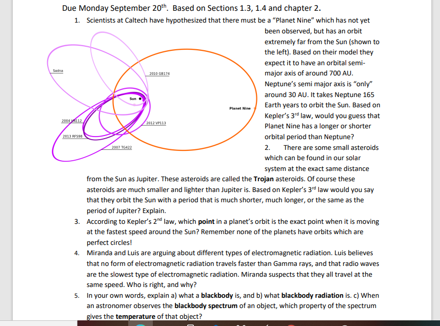 Solved Sedina 2010 G8174 Sun Planet Nine 2004 112 2012 VP113 | Chegg.com