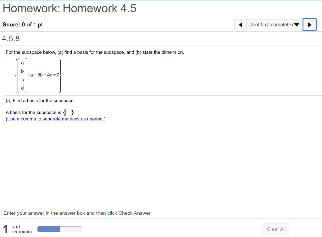 Solved Homework: Homework 4.5 Score: 0 of 1 pt 3 of 5 (0 | Chegg.com