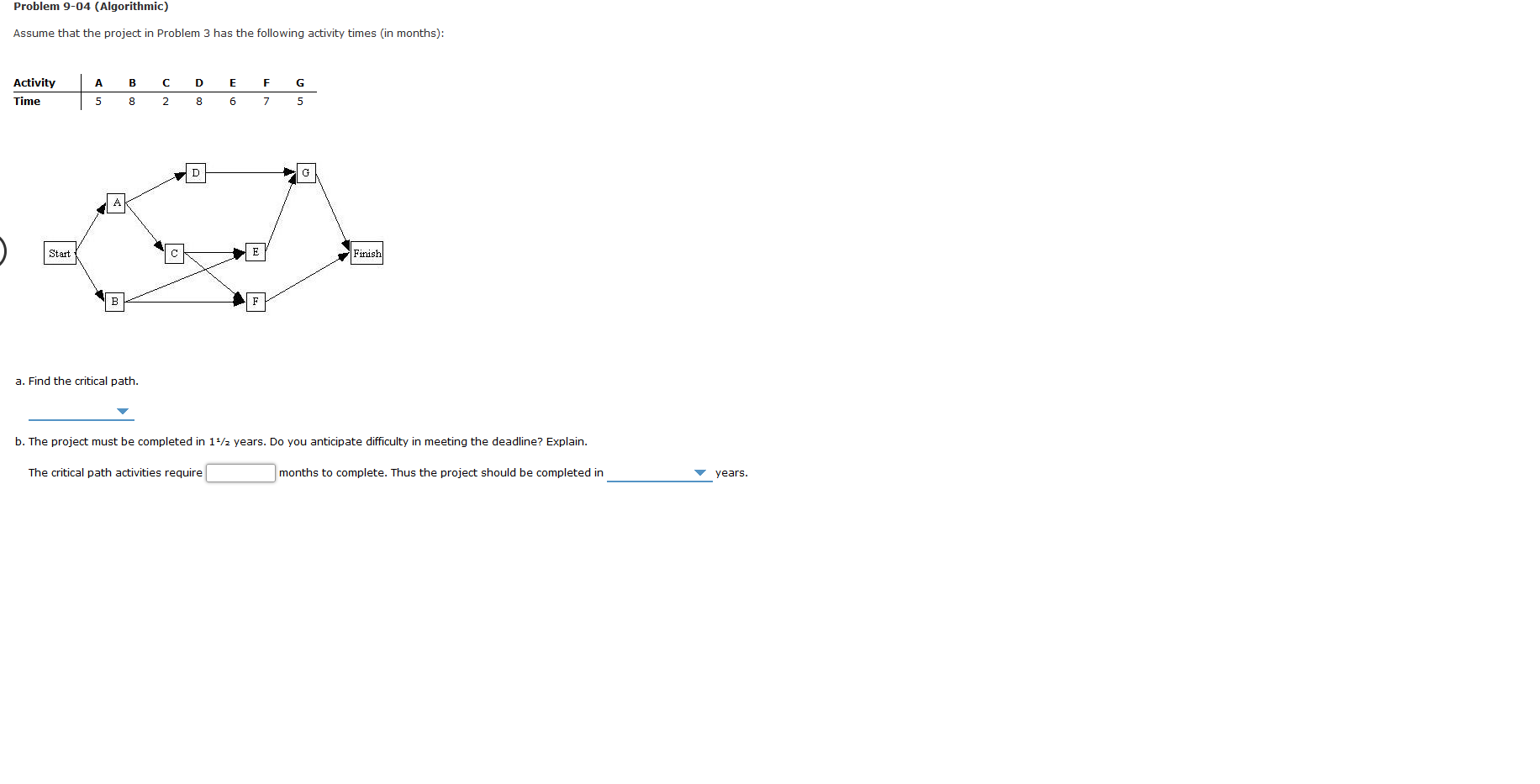 Problem 9-04 (Algorithmic) Assume that the project in | Chegg.com