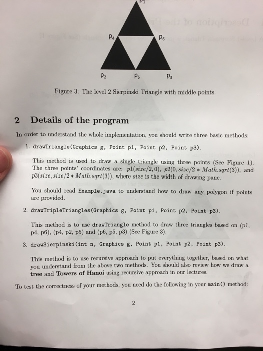 Solved I need the recursive portion which draws a Sierpinski | Chegg.com