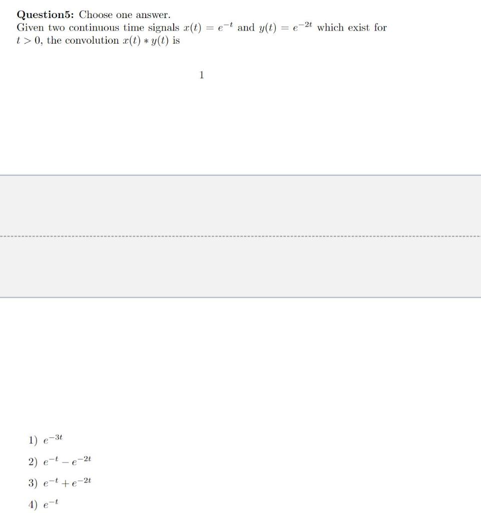 Solved Question5: Choose one answer. Given two continuous | Chegg.com