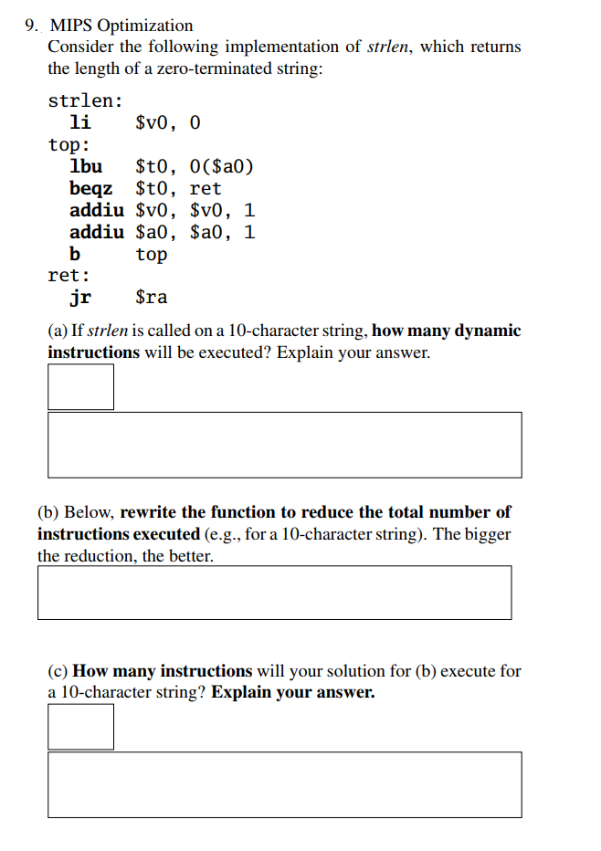 Solved 9 Mips Optimization Consider The Following 