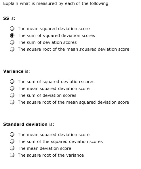 Solved Explain what is measured by each of the following SS | Chegg.com
