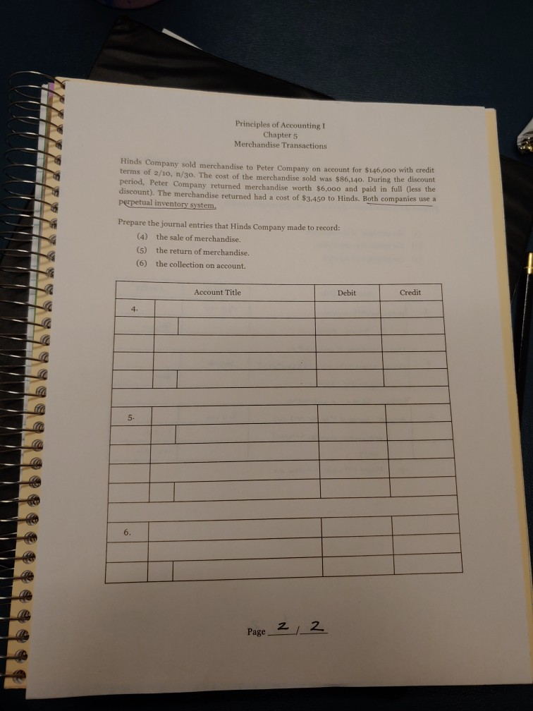 Solved Principles of Accounting 1 Chapter 5 Merchandise | Chegg.com