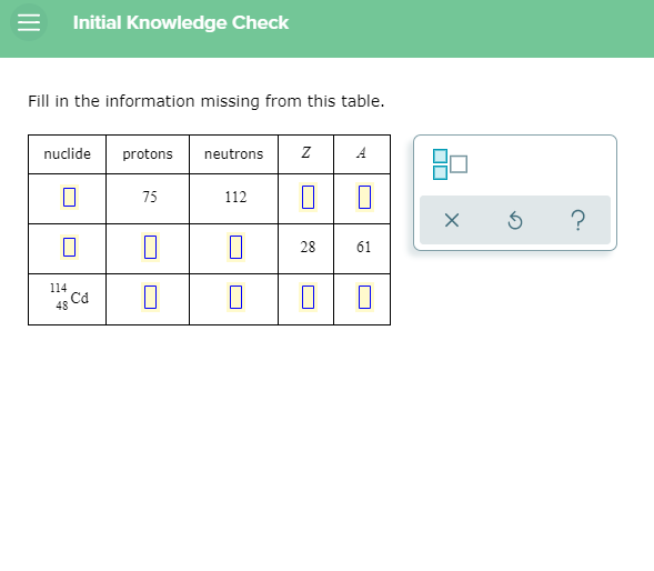 Solved Initial Knowledge Check Fill in the information | Chegg.com