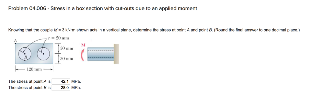 Solved Problem 04.006 - Stress in a box section with | Chegg.com