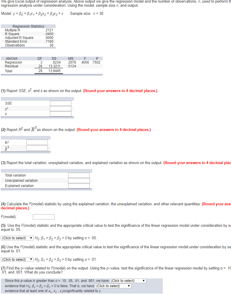 Solved We give Excel output of regression analysis. Above | Chegg.com