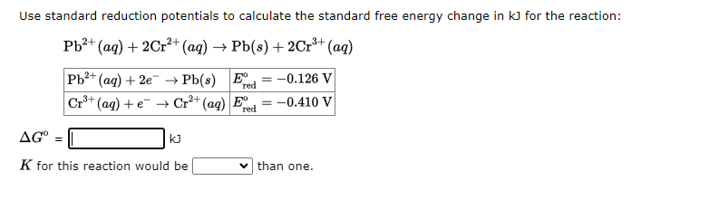 Solved Pb2+(aq)+2Cr2+(aq)→Pb(s)+2Cr3+(aq) | Chegg.com