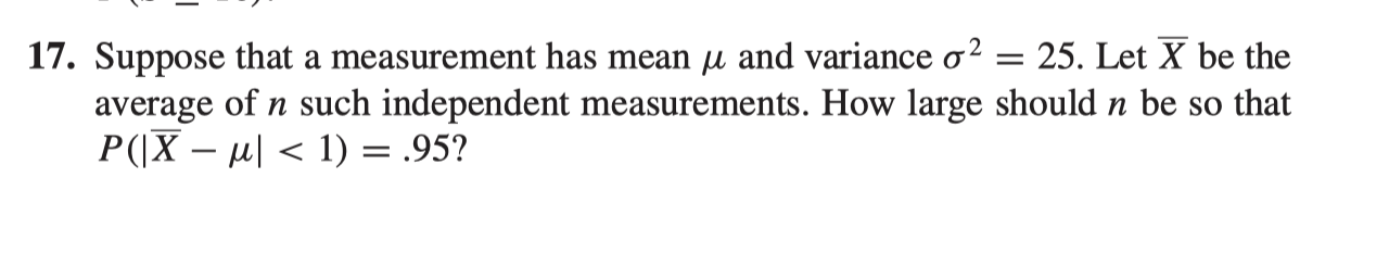 Solved 7. Suppose that a measurement has mean μ and variance | Chegg.com