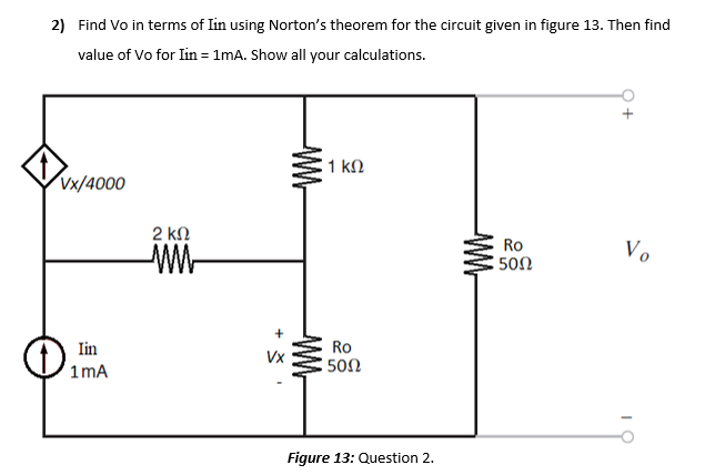 Solved Find Vo in terms of lin using Norton's theorem for | Chegg.com