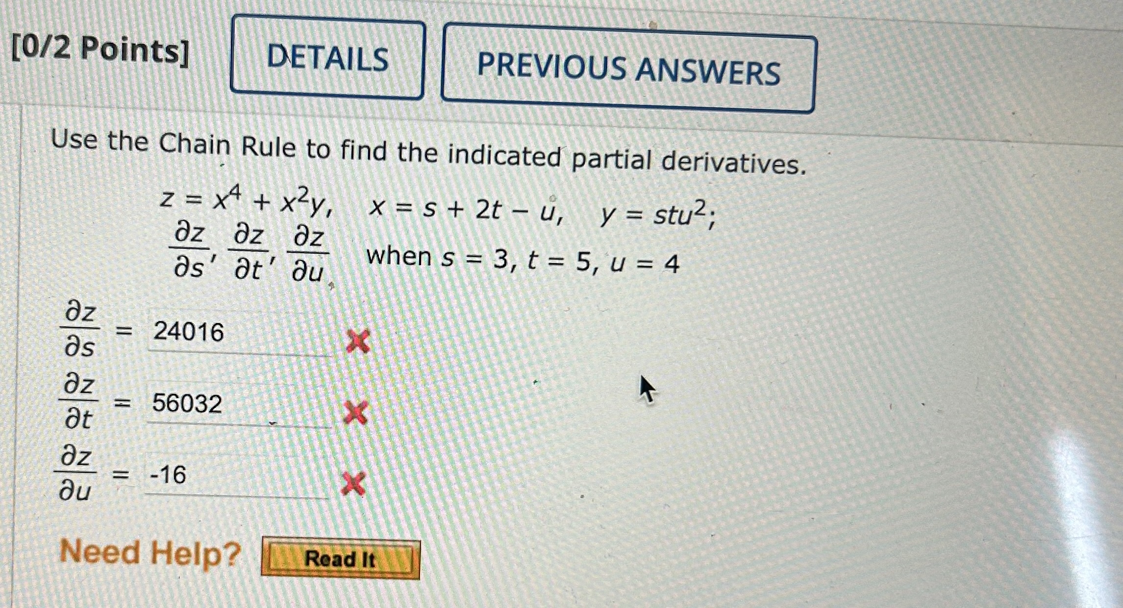 Solved Use the Chain Rule to find the indicated partial | Chegg.com