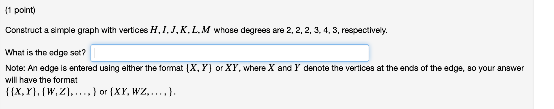 Solved 1 Point Construct A Simple Graph With Vertices H 