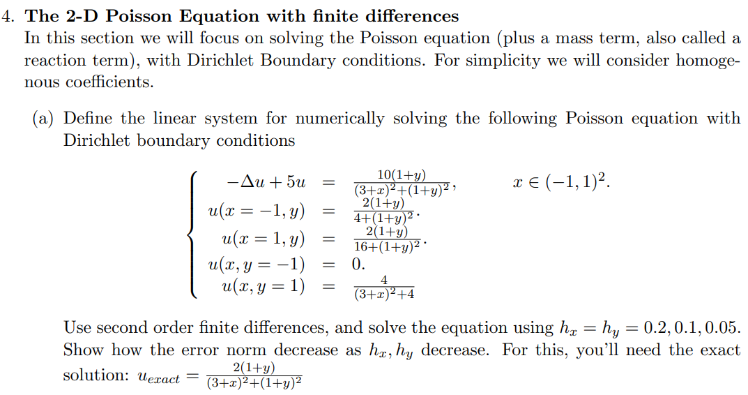 Solved The 2-D Poisson Equation with finite differences In | Chegg.com