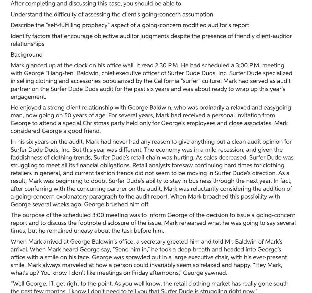 1. Marks options are to either issue a going-concern | Chegg.com