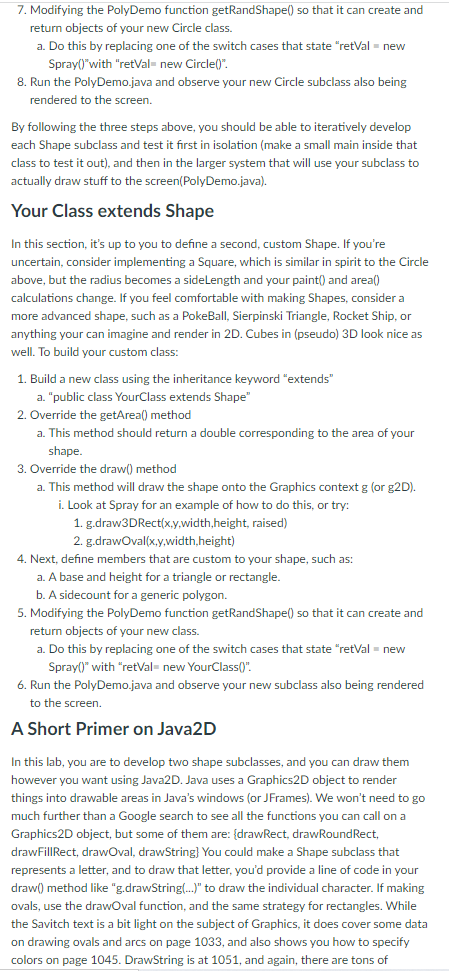 Solved Lab5 part II: Inheritance and the Shape Hierarchy* | Chegg.com