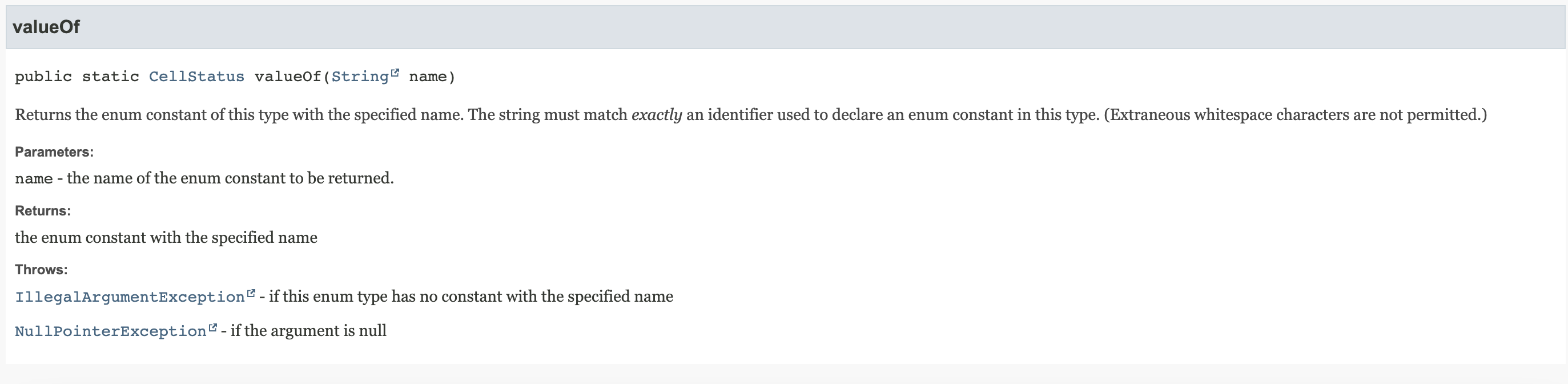 Method Summarypublic static CellStatus valueof(String | Chegg.com