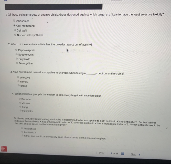 Solved 1. Of these cellular targets of antimicrobials, drugs | Chegg.com