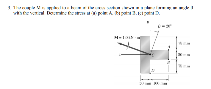 Solved 3. The couple M is applied to a beam of the cross | Chegg.com
