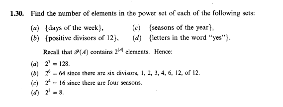 Solved 1.30. Find the number of elements in the power set of | Chegg.com