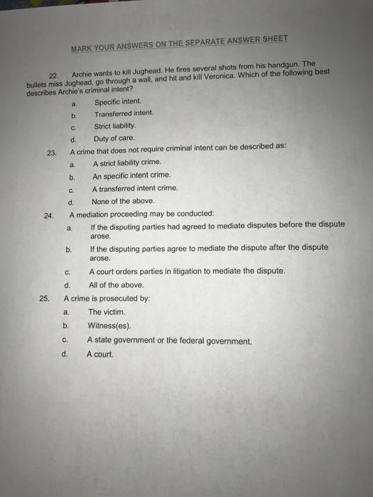 Solved Multiple Choice MARK YOUR ANSWERS ON THE SEPARATE | Chegg.com