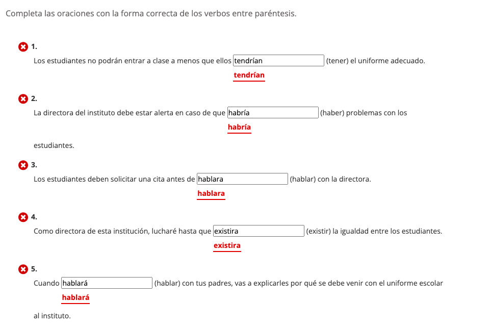 Completa las oraciones con la forma correcta de los | Chegg.com Completa las oraciones con la forma correcta de los | Chegg.com