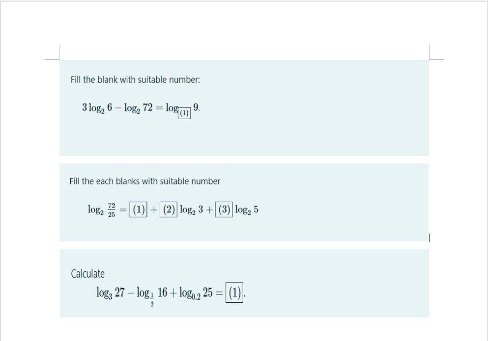 Solved Fill the blank with suitable number: | Chegg.com